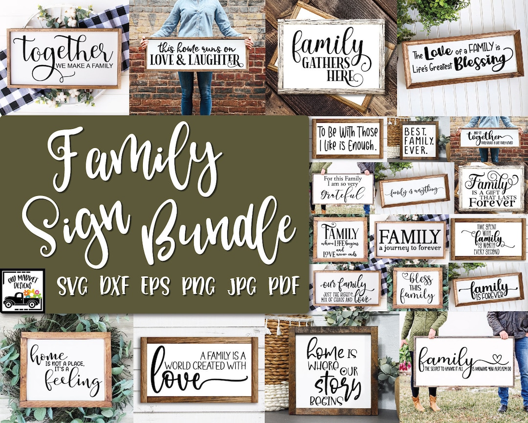 Family Signs SVG Bundle - Farmhouse Sign Bundle - 20 Family SVG Signs ...