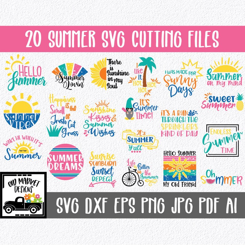 Summer SVG Bundle 20 Summer SVG Cut Files Clip Art - Etsy