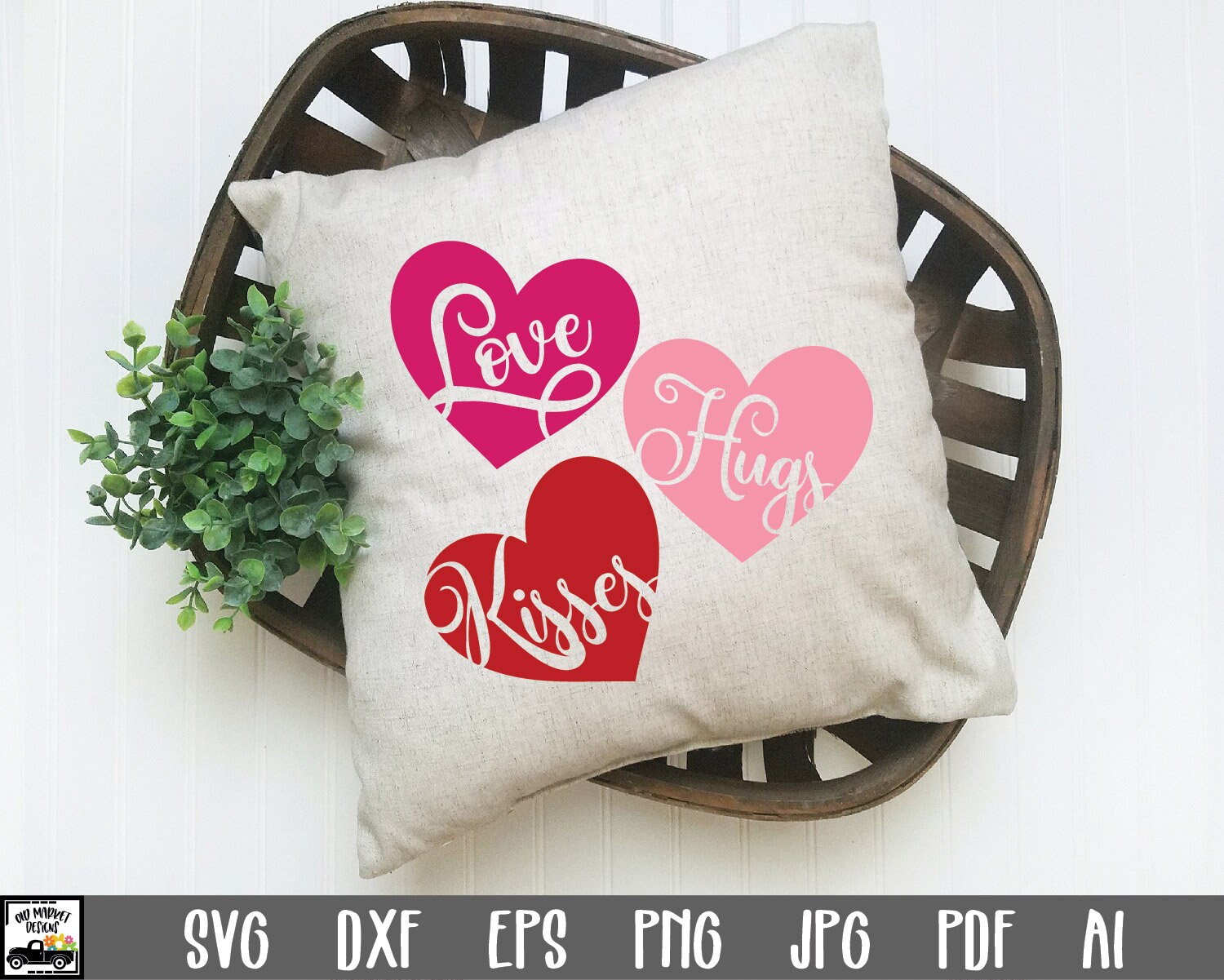 Valentine SVG File Love Hugs Kisses SVG Clip Art - Etsy