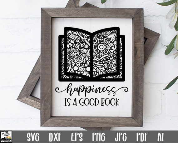 Happiness is a Good Book SVG Cut File Mandala Book SVG - Etsy