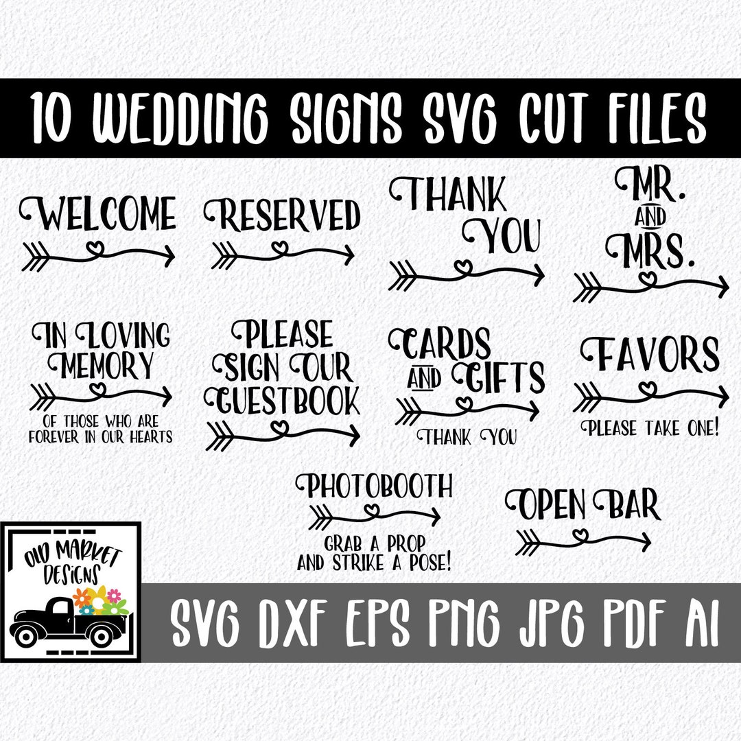 Wedding Signs SVG Cut Files - Wedding Reception Art Prints - Wedding ...