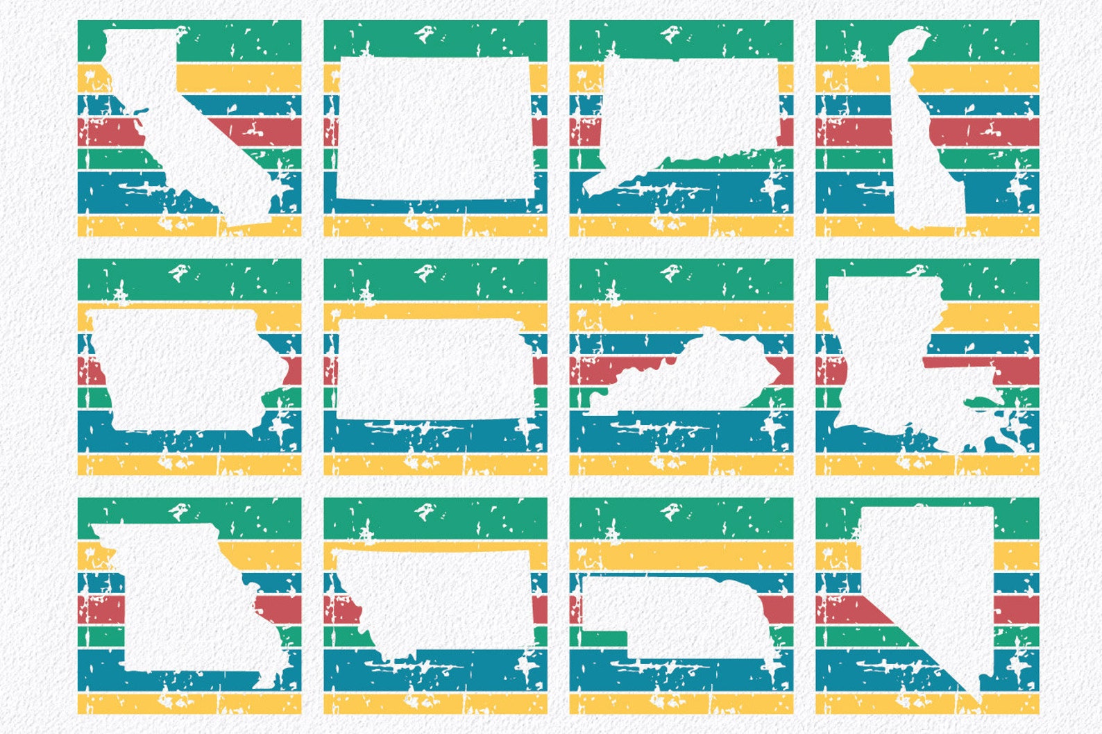 50 States SVG Bundle Retro Grunge State SVG Cut Files - Etsy