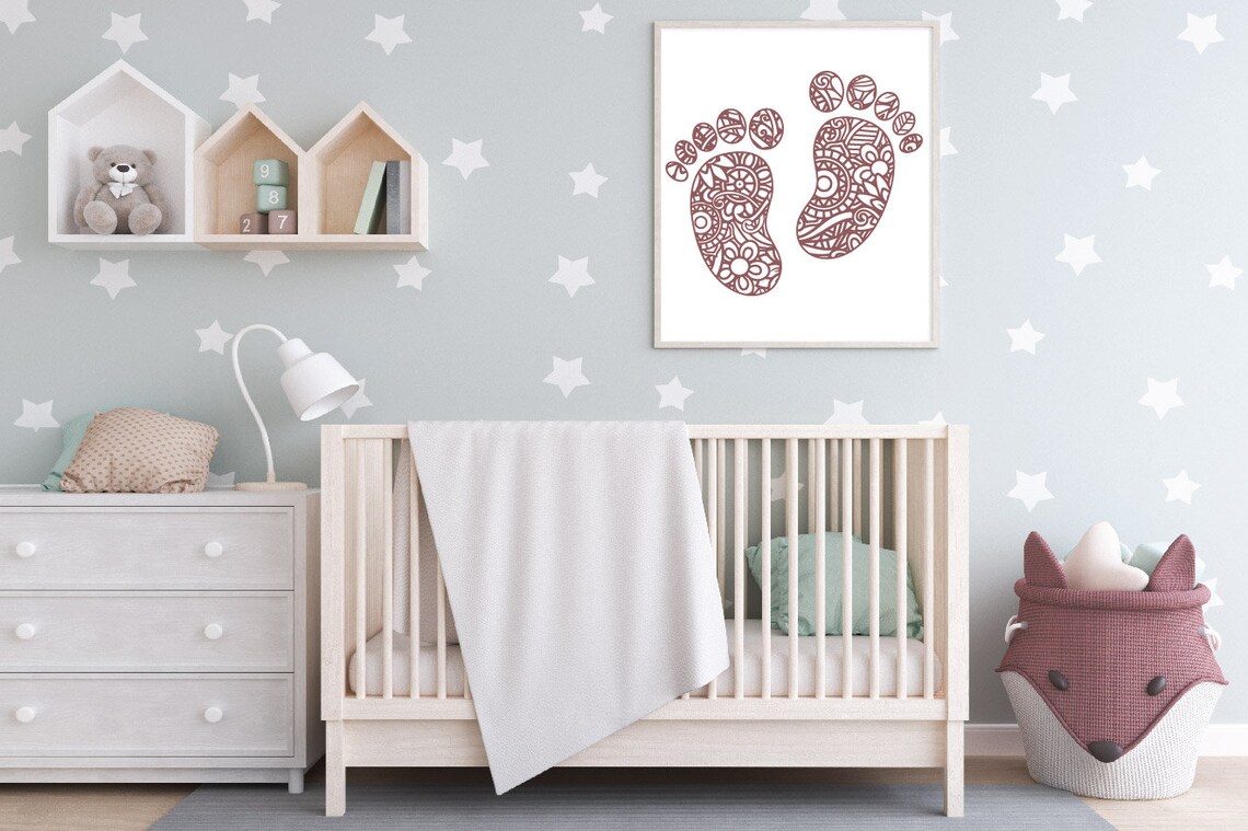 Mandala Baby Foot Prints SVG File Mandala Footprints SVG Cut - Etsy