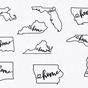 50 States SVG Bundle - Home State Outline SVG File - States Clip Art ...