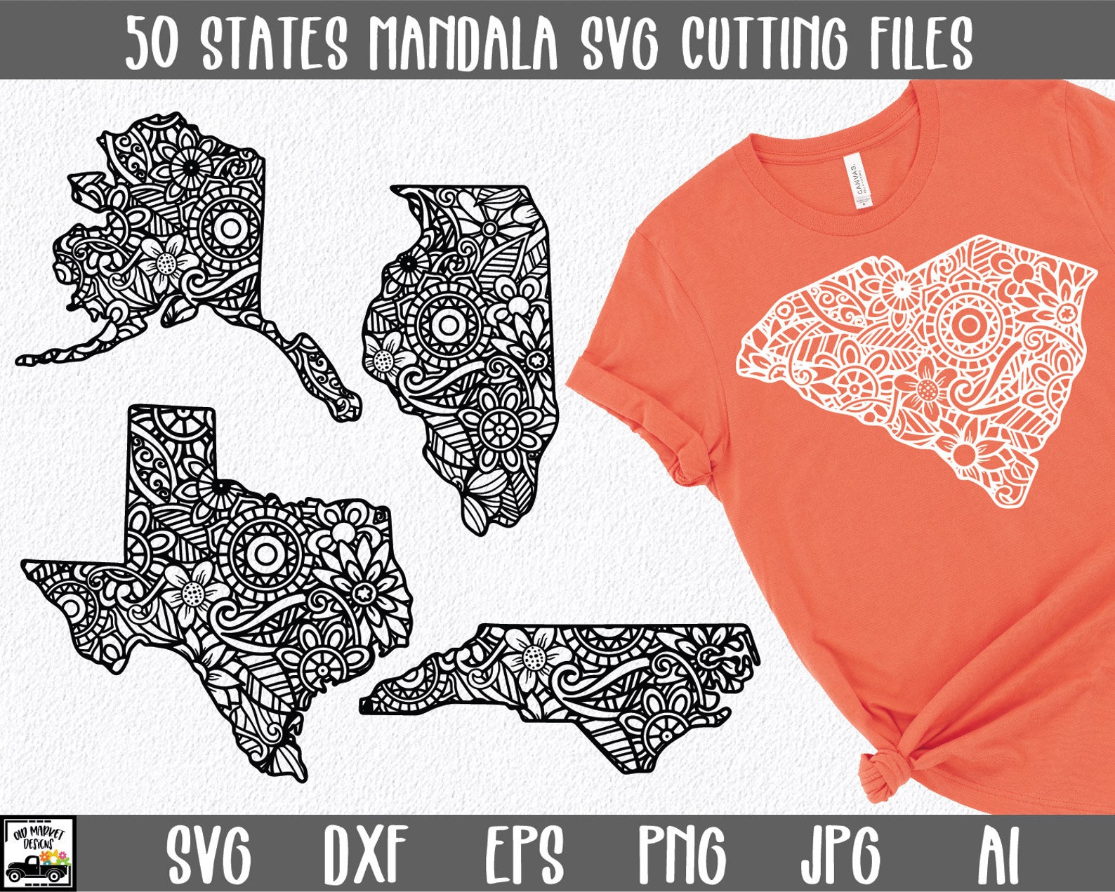 Huge States SVG Bundle With Over 500 Designs - Includes 10 Different US ...
