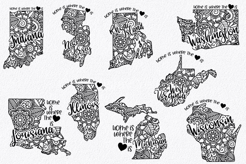 50 States Mandala SVG Bundle State SVG File Home is Where | Etsy Canada