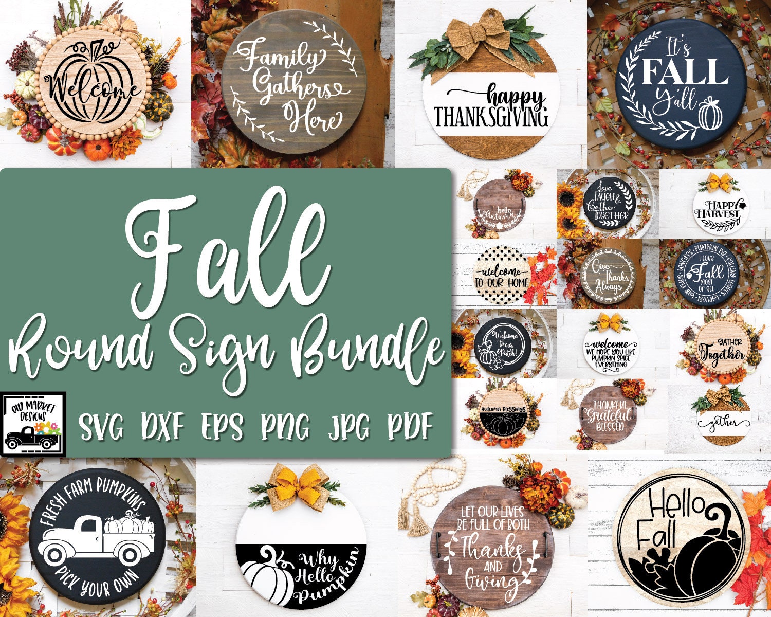 Fall Door Signs SVG Bundle Fall SVG Bundle Round Fall SVG - Etsy