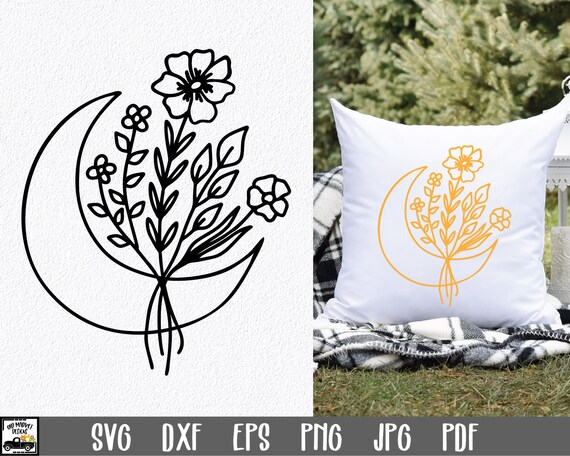 Wildflower Moon SVG File Floral Moon SVG Cut File Flower - Etsy