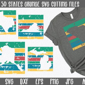 50 States SVG Bundle - Retro Grunge State SVG Cut Files - States ...