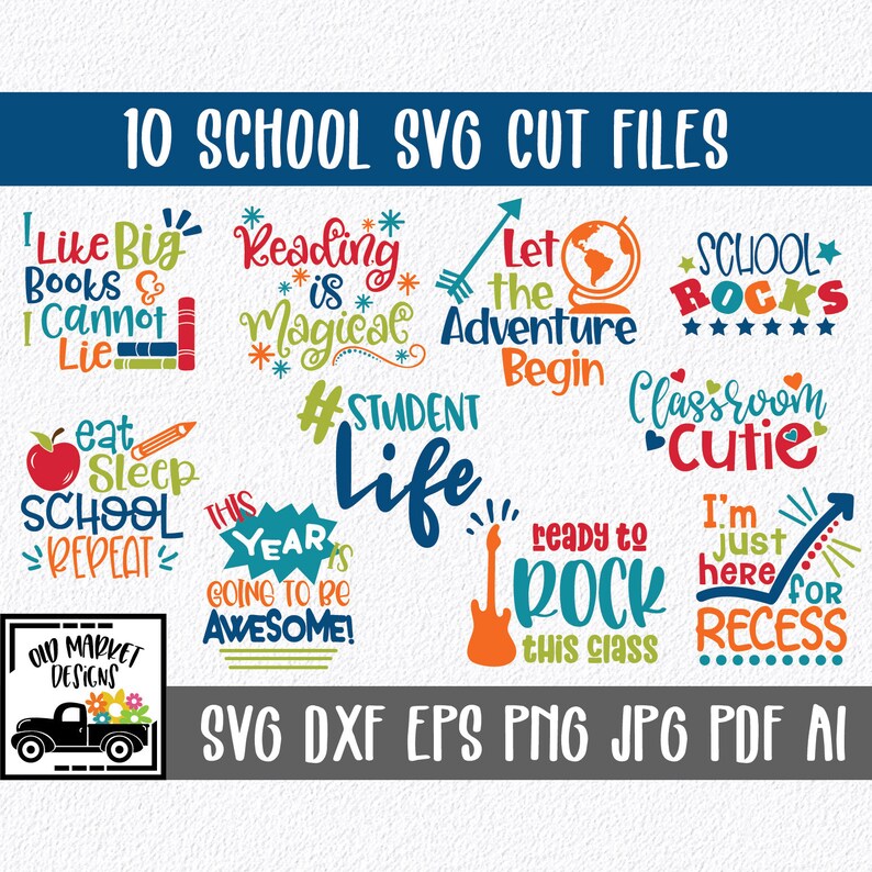 School SVG Bundle 10 School SVG Cut Files Clip Art - Etsy