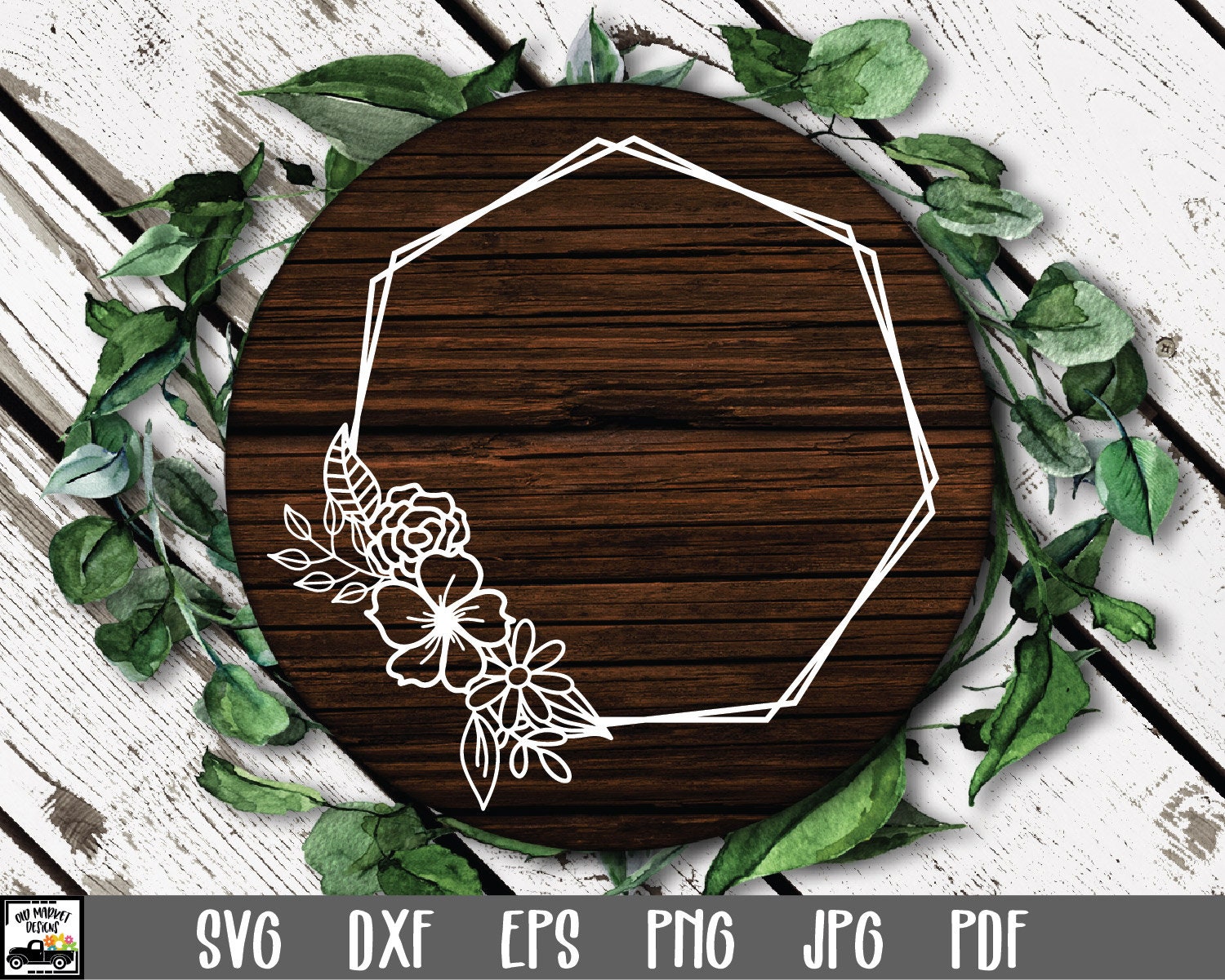 Double Heptagon Floral Frame SVG Flower Monogram Frame - Etsy