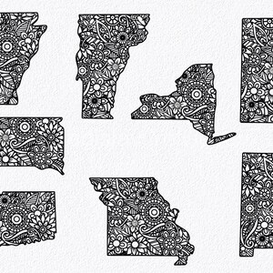 50 States SVG Bundle - Mandala Zentangle SVG State Files - State SVG ...