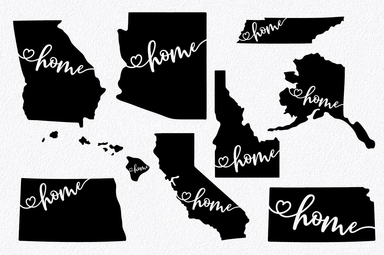 50 States SVG Bundle Home State SVG Cut File States Clip | Etsy