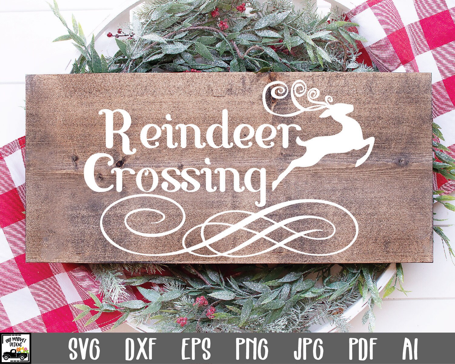 Christmas SVG Cut File Reindeer Crossing SVG Clip Art | Etsy