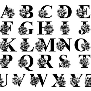 Shamrock Alphabet Letter A-Z SVG Cut Files - Includes 26 St Patricks ...