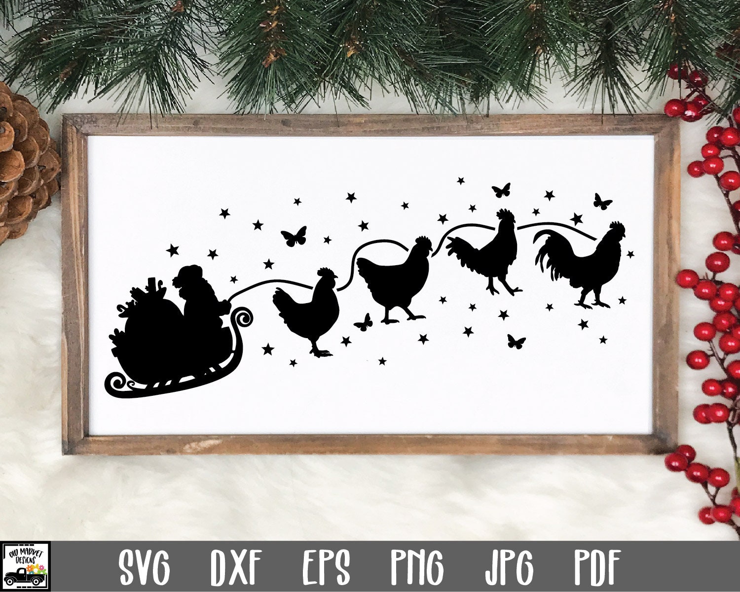 Christmas Chicken Sleigh SVG File - Christmas SVG File - Santa and ...
