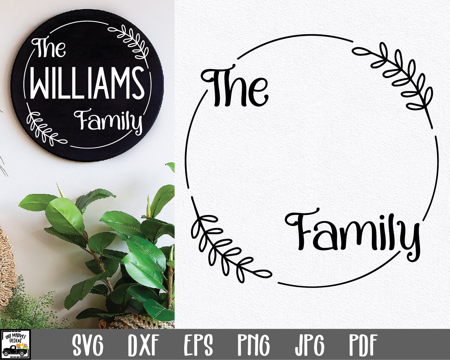 Family Name SVG File Family Monogram Sign SVG File Round - Etsy