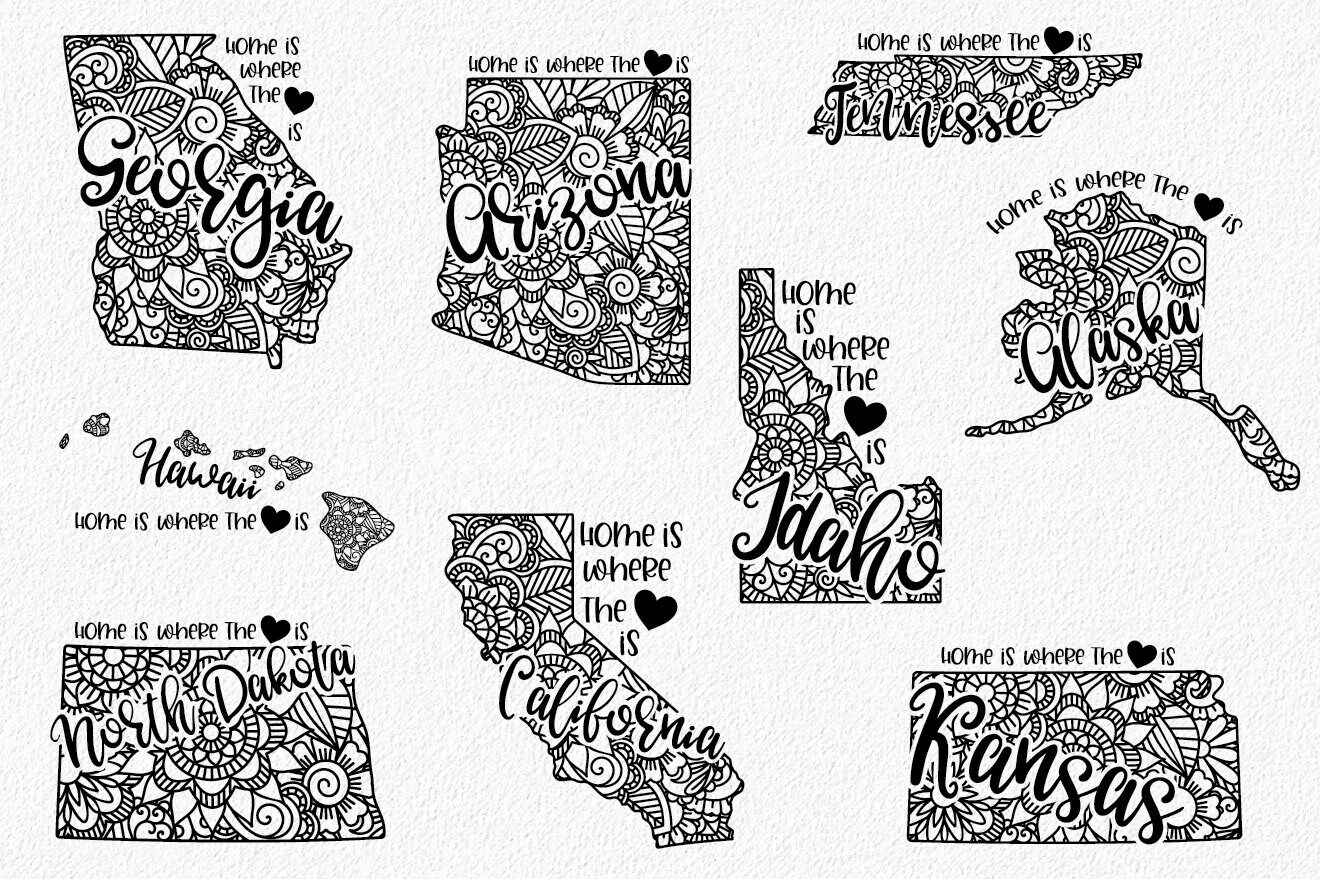 50 States Mandala SVG Bundle State SVG File Home is Where - Etsy