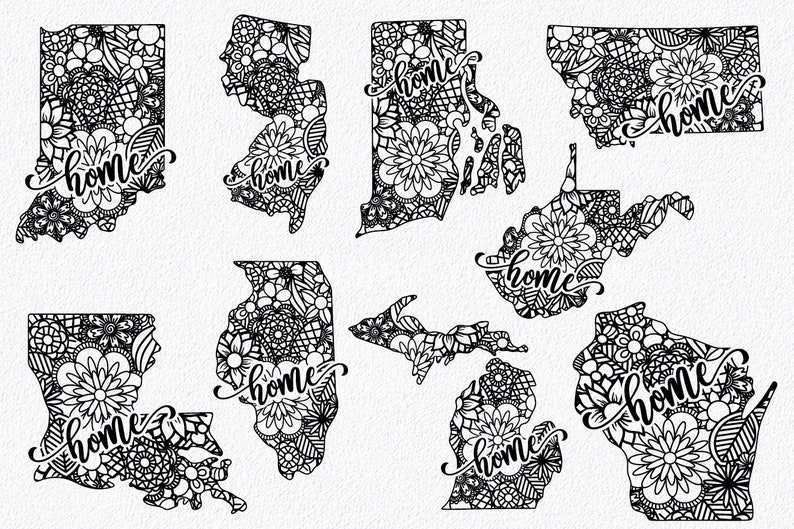 50 States Mandala SVG Bundle Home State SVG Cut Files - Etsy