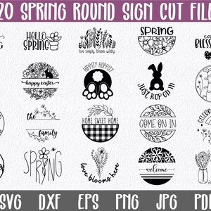 Spring Door Signs SVG Bundle - Spring and Easter SVG Bundle - Round ...