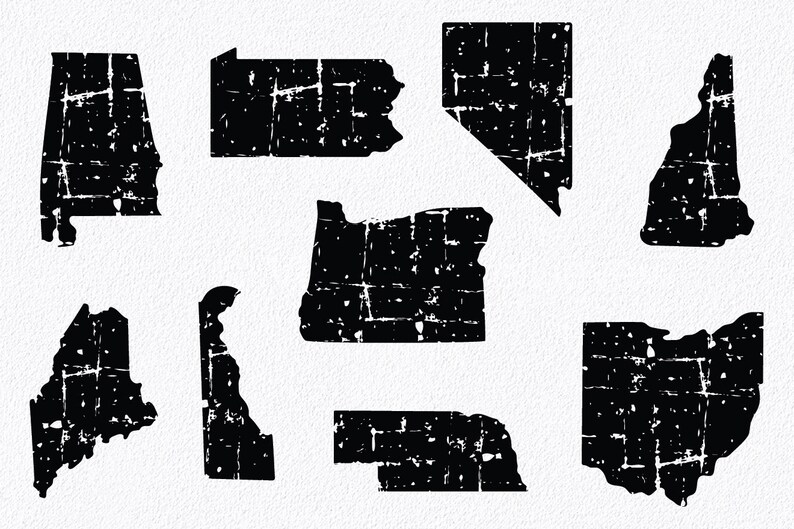 50 States SVG Bundle - Distressed State SVG Cut Files - Grunge States ...