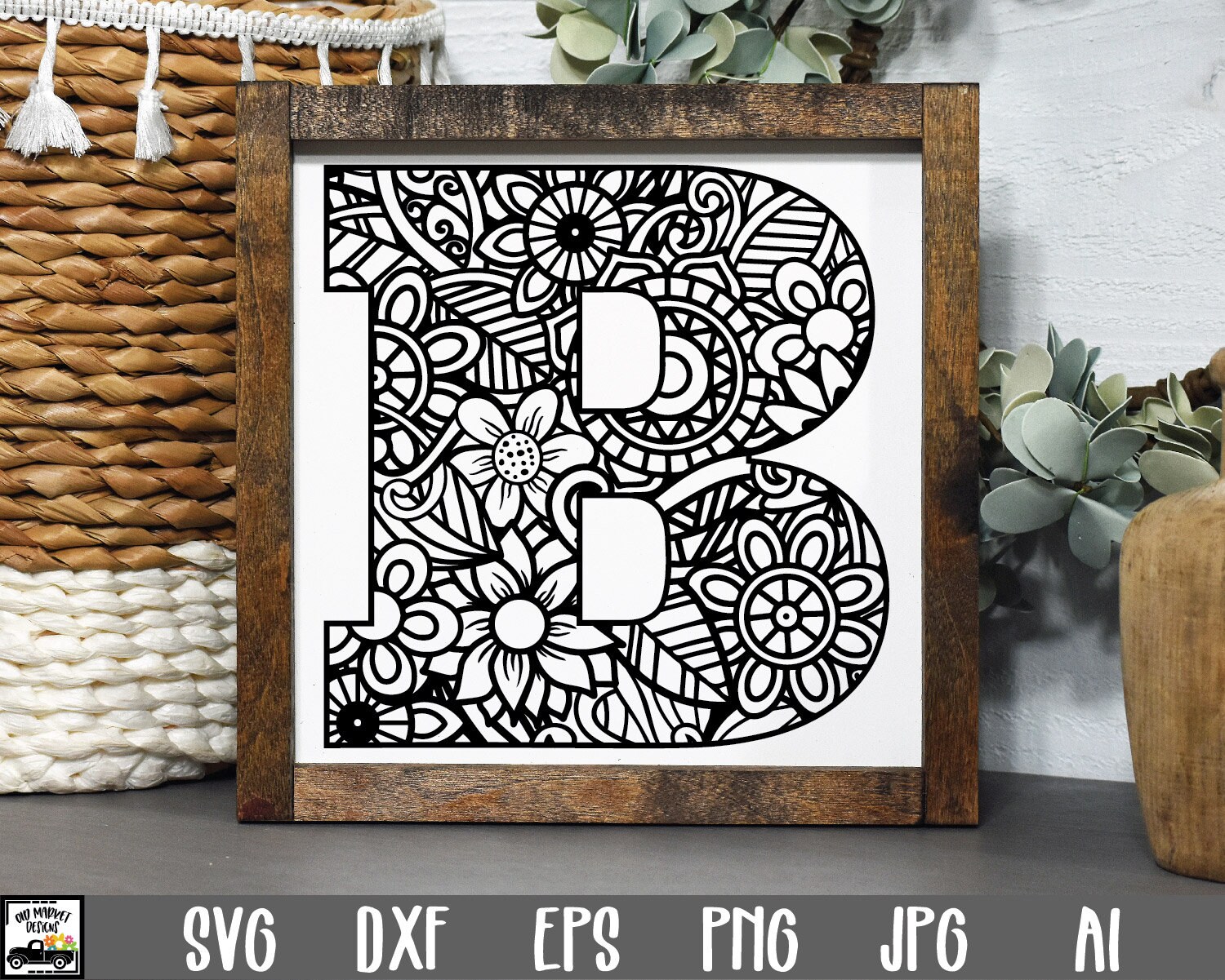 Letter B SVG File Mandala Monogram Letter B SVG Cut File - Etsy