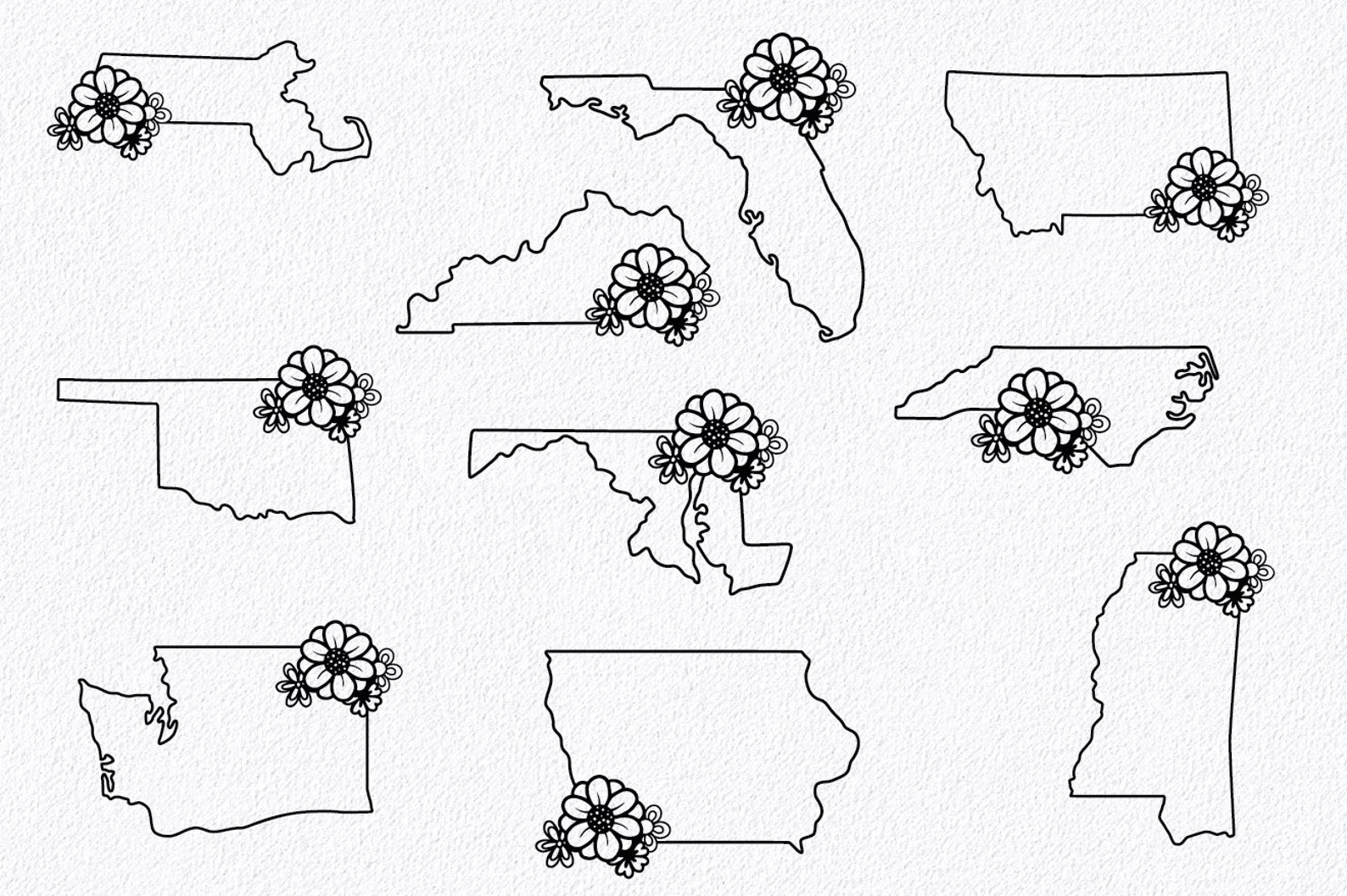 50 States SVG Bundle State Svg File US States Floral - Etsy