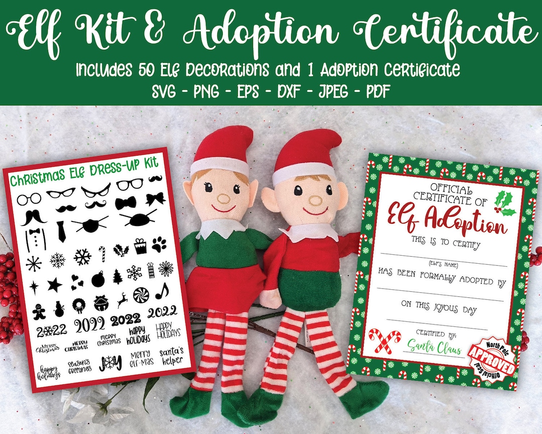 Elf Toy Kit - Elf Dress up Kit and Adoption Certificate - Christmas Cut ...