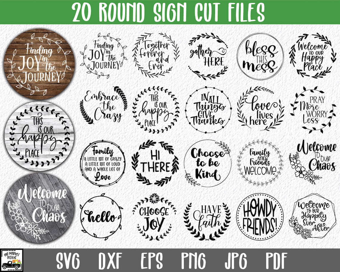 Round Sign Bundle Round Sign SVG Files 20 Farmhouse SVG - Etsy