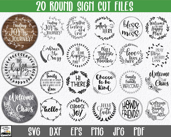 Round Sign Bundle Round Sign SVG Files 20 Farmhouse SVG - Etsy