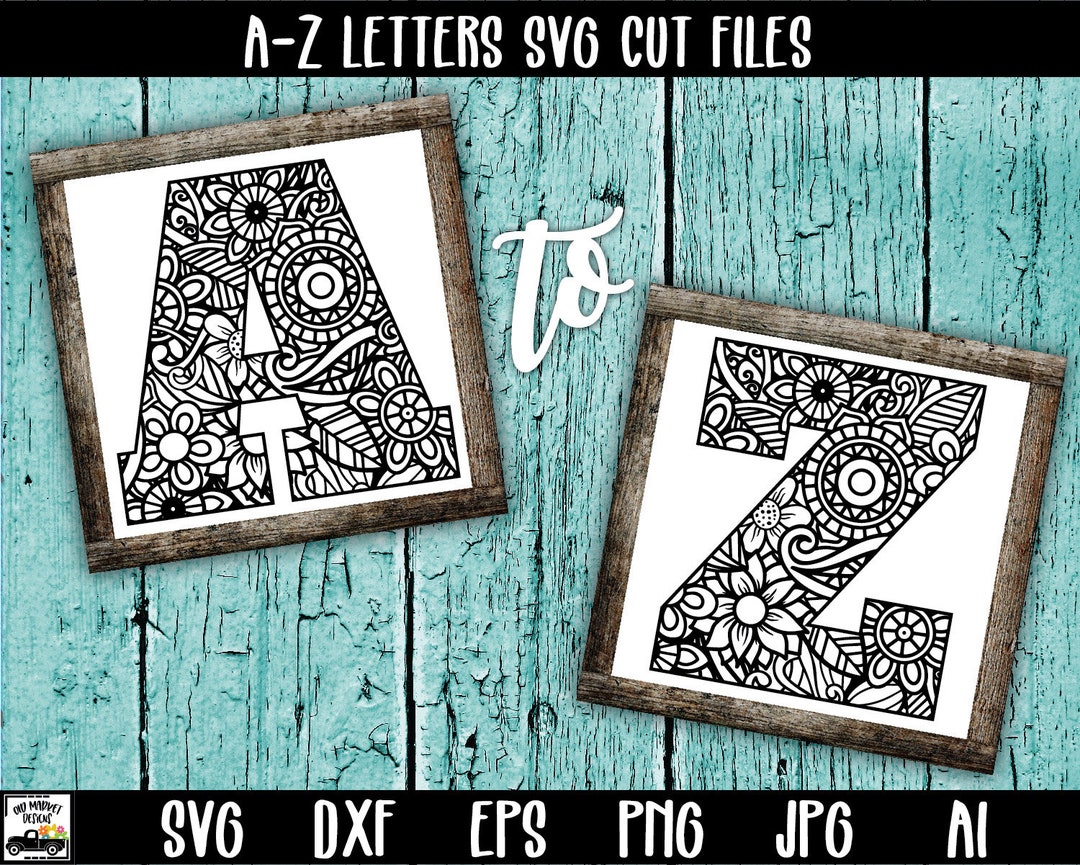 Mandala Alphabet SVG Cut File Bundle - Zentangle Letters - Mandala ...