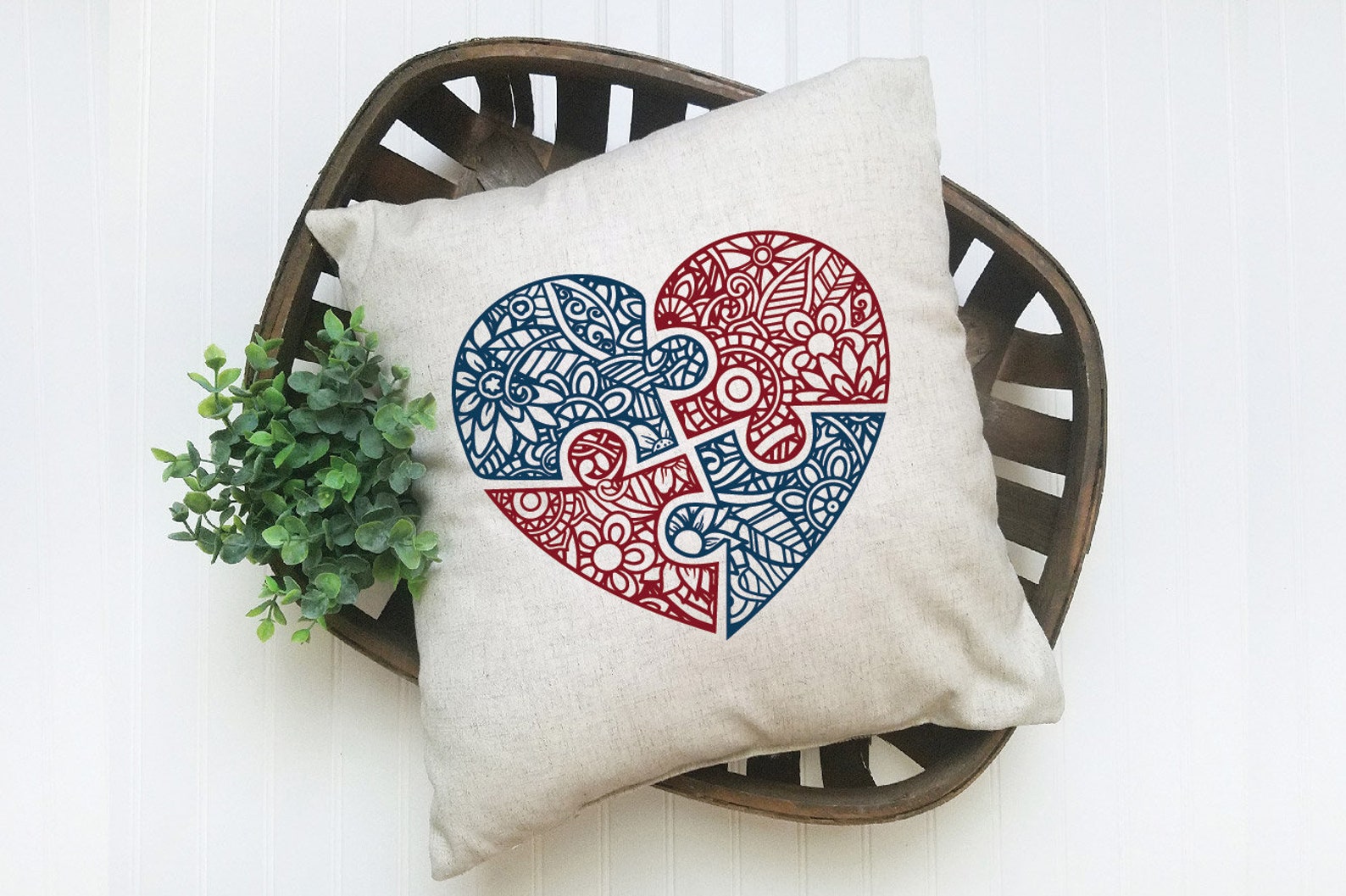 Autism Heart Puzzle Mandala SVG Cut File - Zentangle SVG - Printable ...