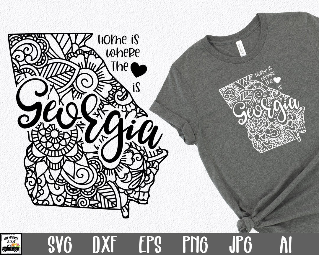 Georgia Mandala SVG File - Home is Where the Heart is State SVG Cut ...