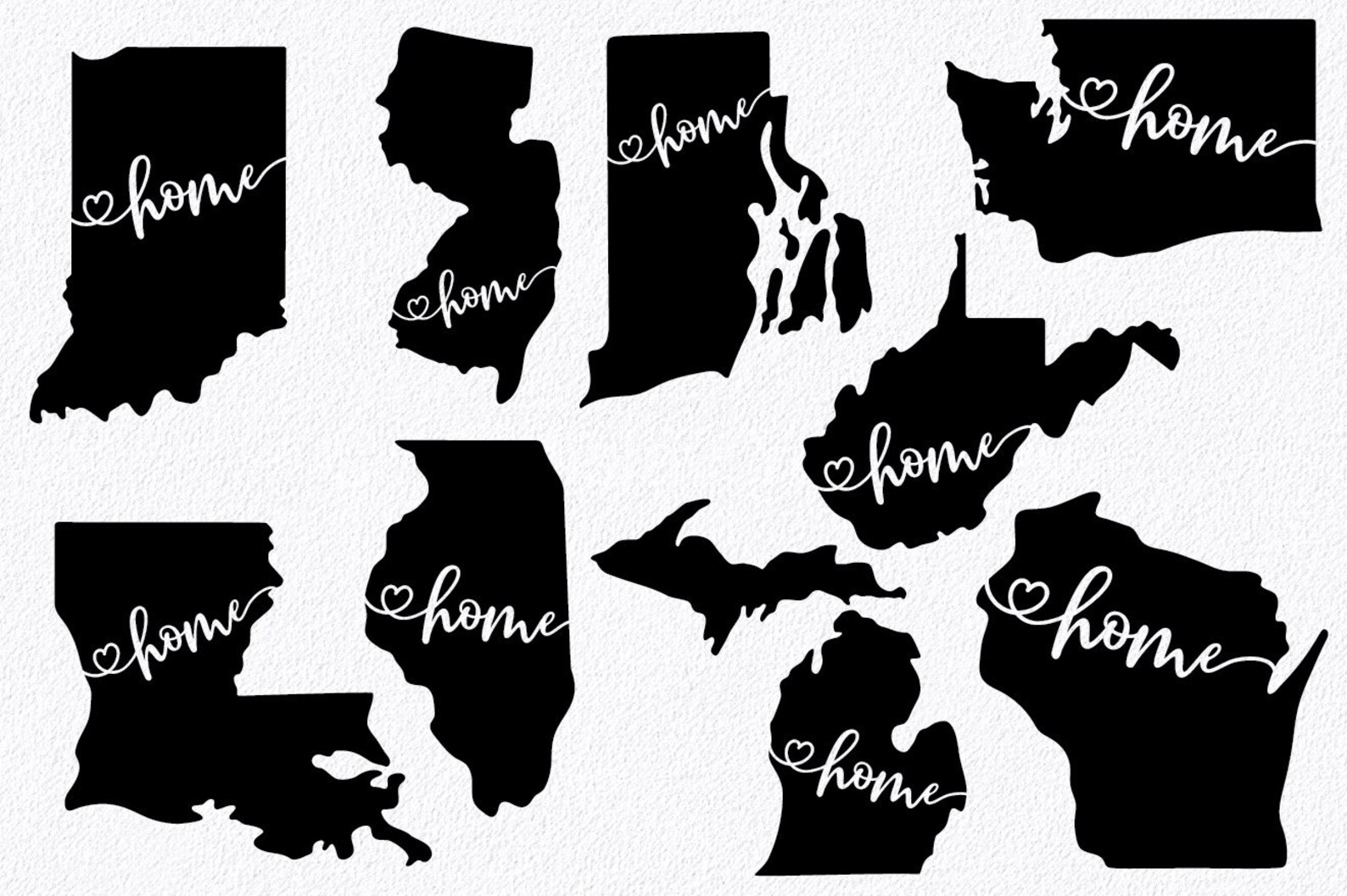 50 States SVG Bundle Home State SVG Cut File States Clip | Etsy