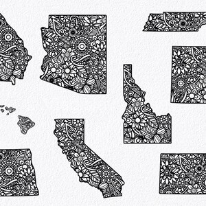 50 States SVG Bundle - Mandala Zentangle SVG State Files - State SVG ...