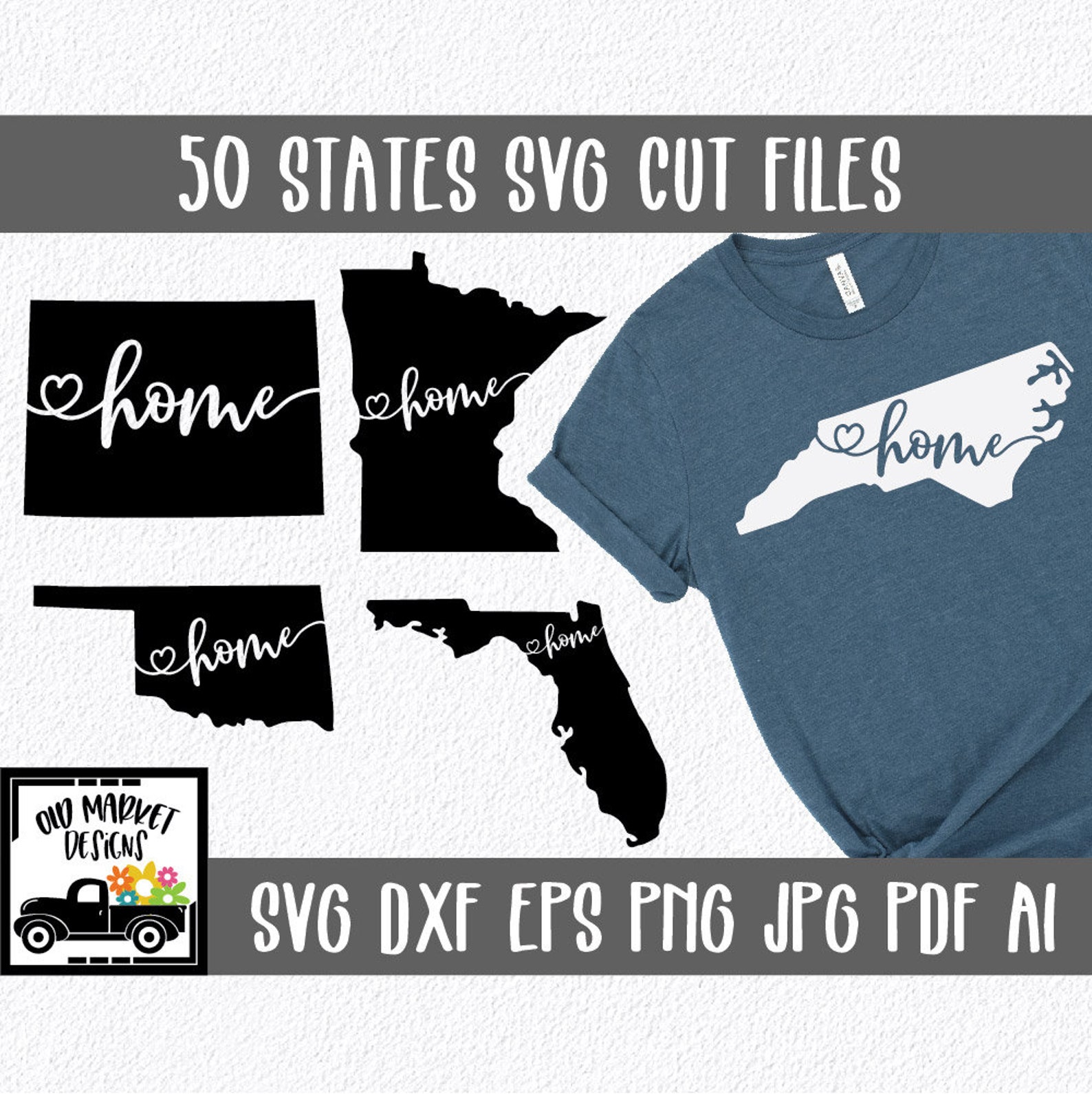 50 States SVG Bundle Home State SVG Cut File States Clip - Etsy