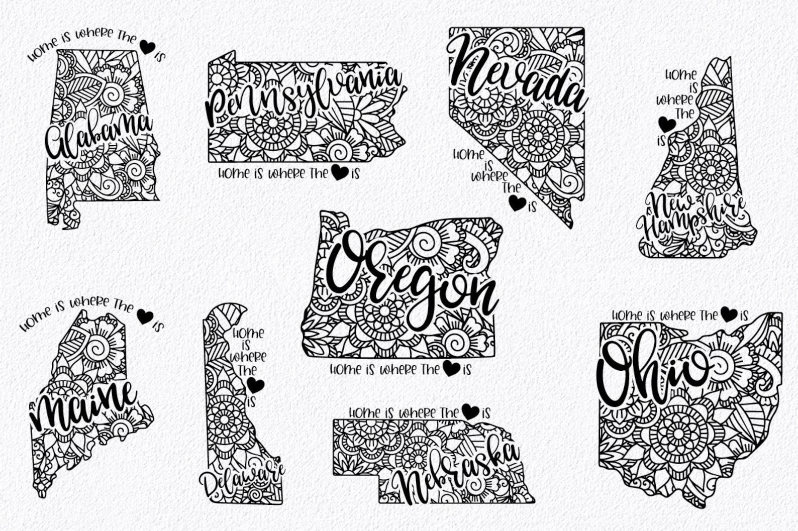 50 States Mandala SVG Bundle State SVG File Home is Where - Etsy Canada