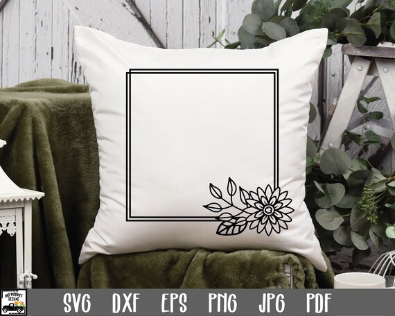 Double Square Floral Frame SVG Flower Monogram Frame | Etsy