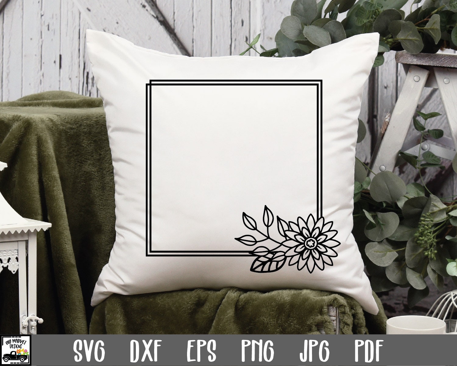 Double Square Floral Frame SVG Flower Monogram Frame - Etsy
