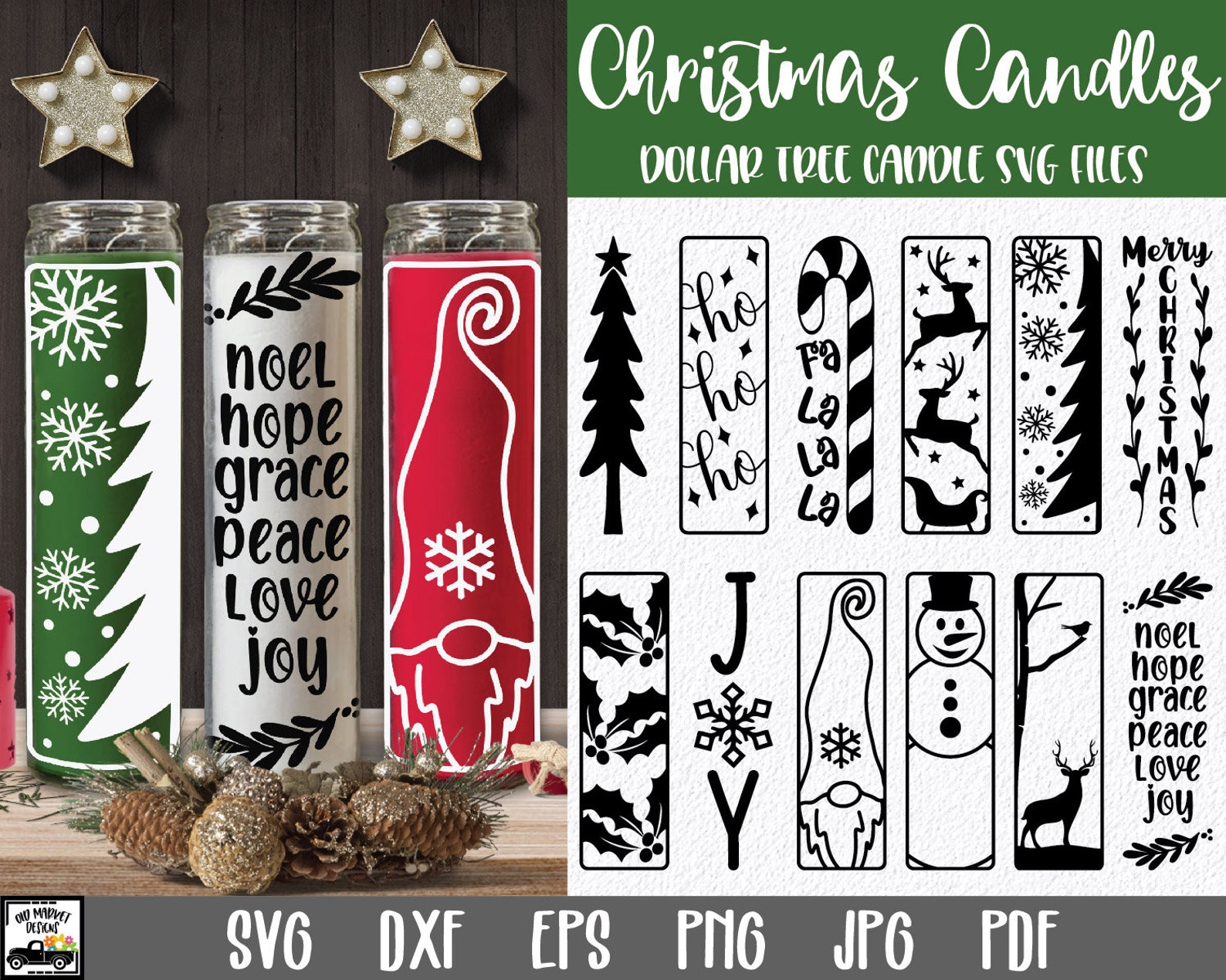 Christmas Candles SVG Bundle - Dollar Tree Candle File - Christmas ...