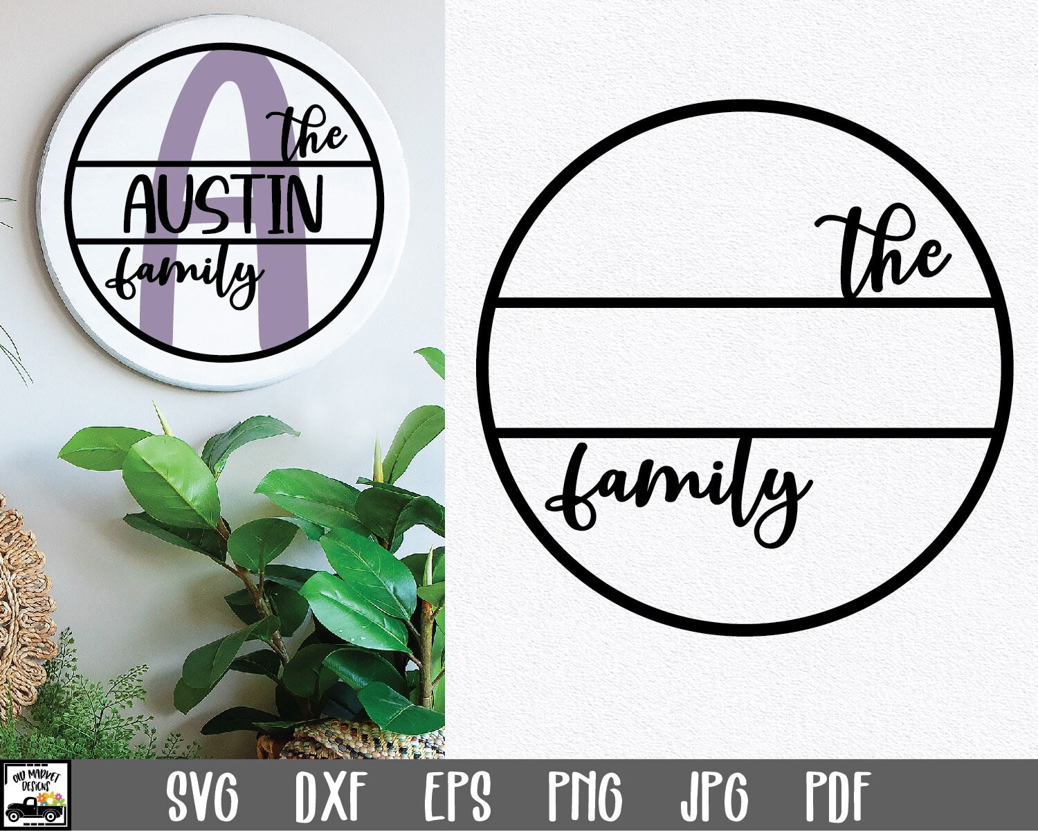 Family Name SVG File Family Monogram Sign SVG File Round - Etsy