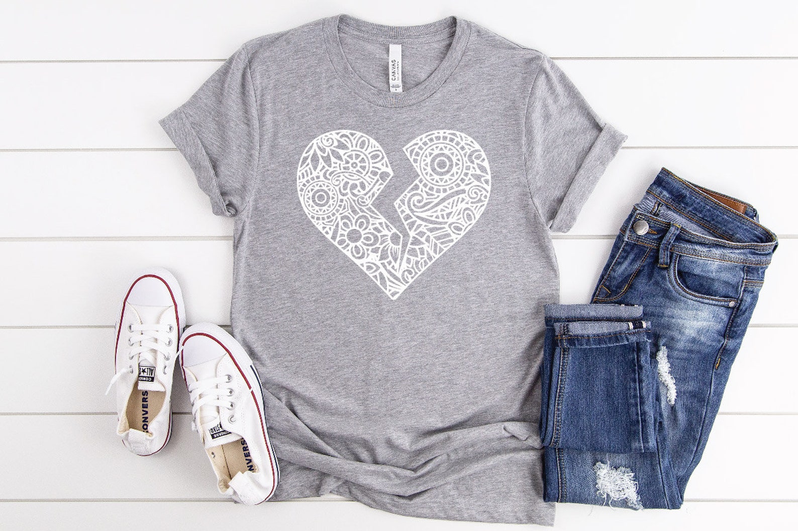 Broken Heart Mandala SVG File Broken Heart Flower Mandala - Etsy