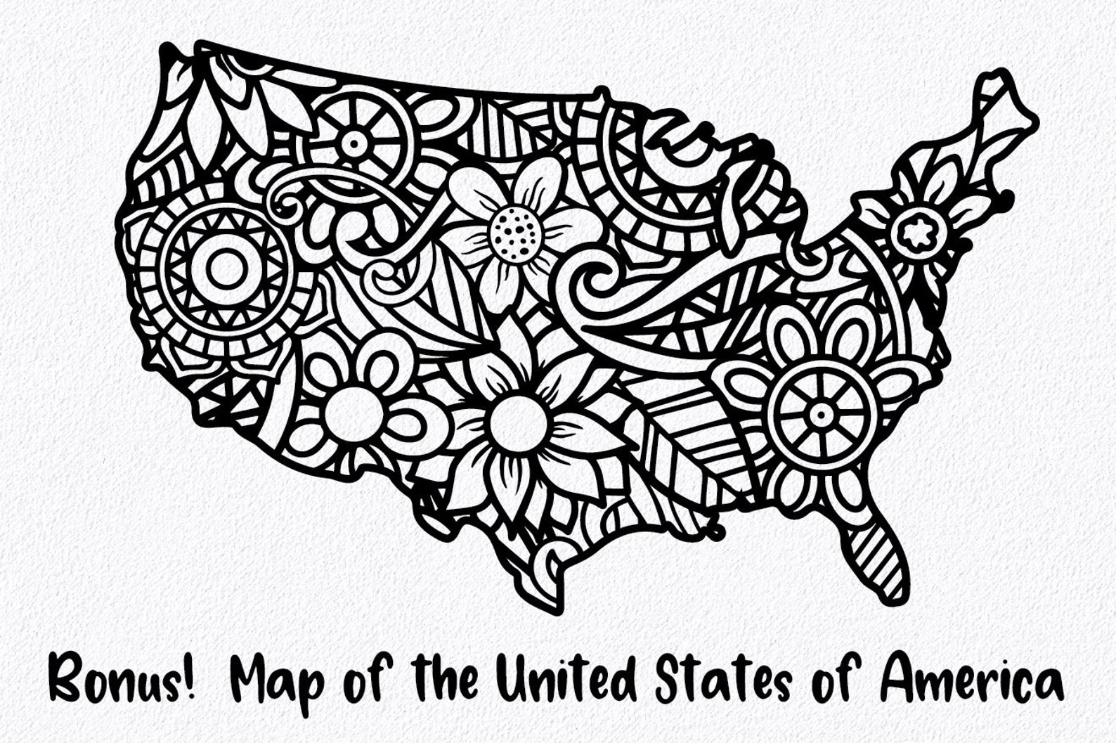 50 States SVG Bundle - Mandala Zentangle SVG State Files - State SVG ...