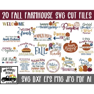 Fall Farmhouse SVG Cut File Bundle - 20 Fall SVG Images - Clip Art ...