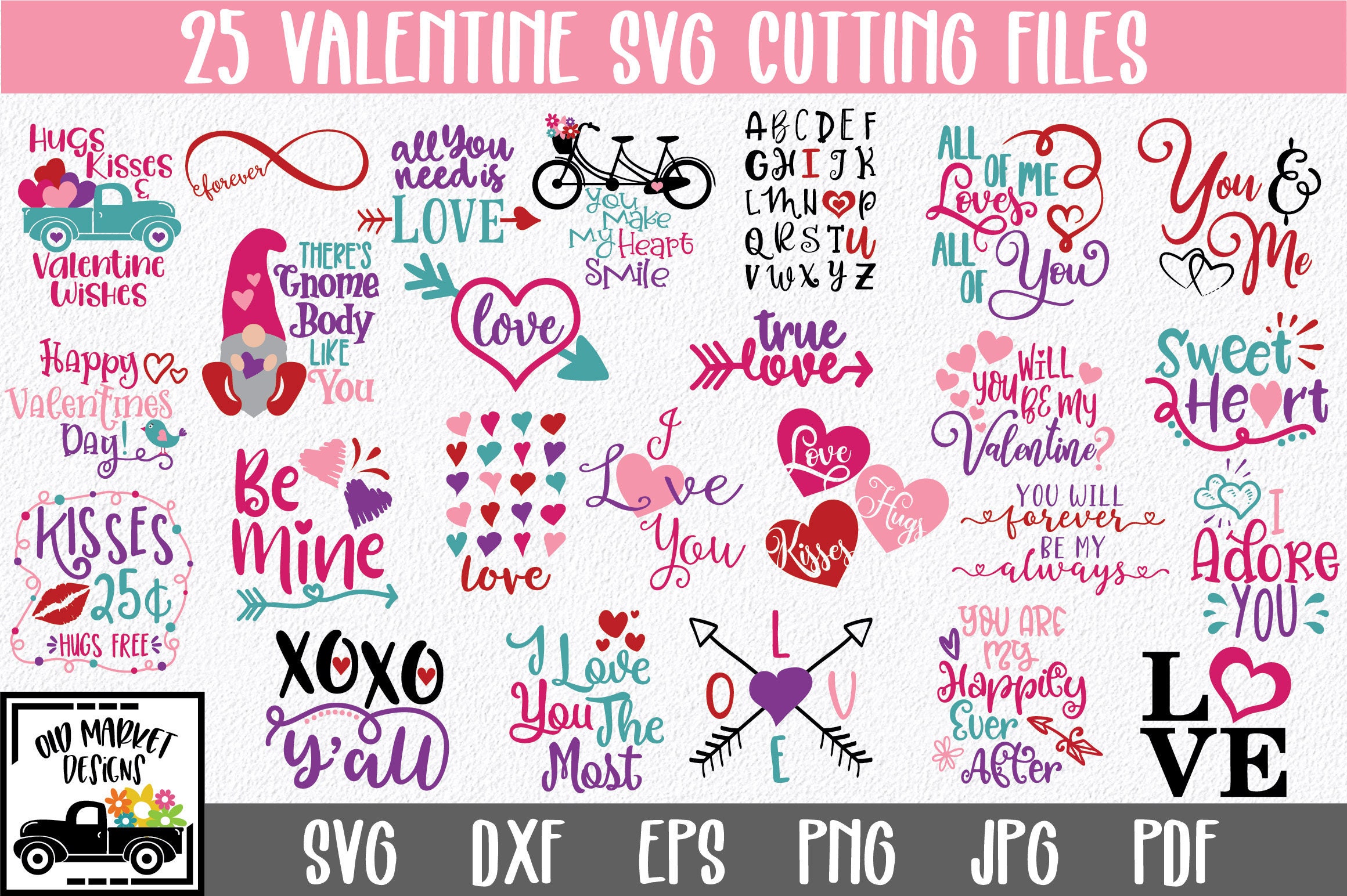 Valentines Day SVG Bundle - 25 Valentine SVG Cut Files - Clip Art ...