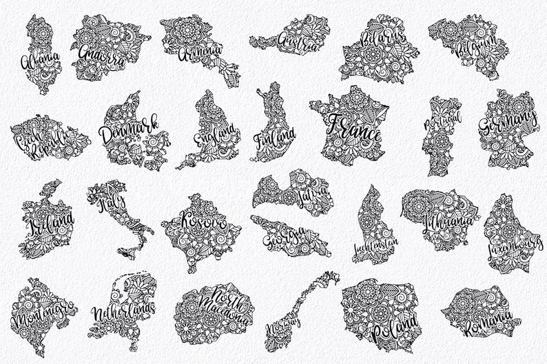 European Countries Mandala Bundle - 52 Europe Country SVG Files ...