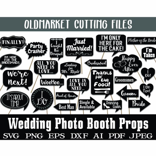 Wedding Photo Booth Props and Decorations SVG Cut File Dxf - Etsy