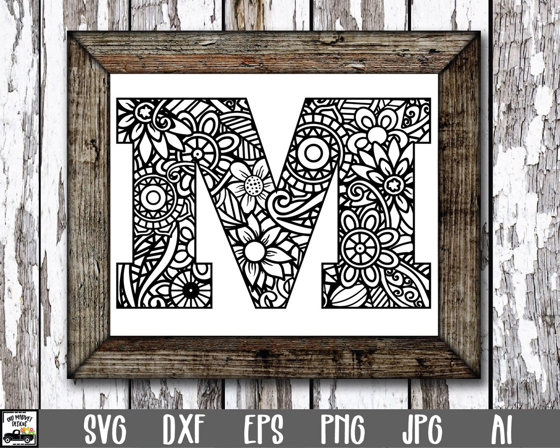 Letter M SVG File Mandala Monogram Letter M SVG Cut File - Etsy