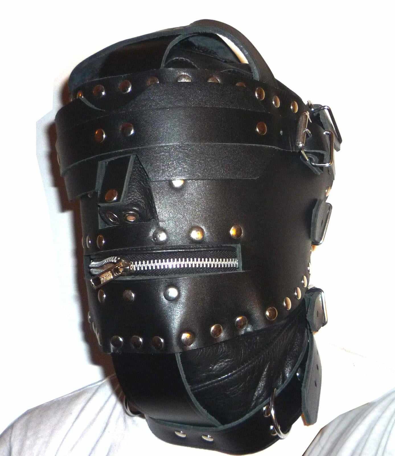 Genuine Leather Locking Harness Mask, Sensory Deprivation , Bondage ...