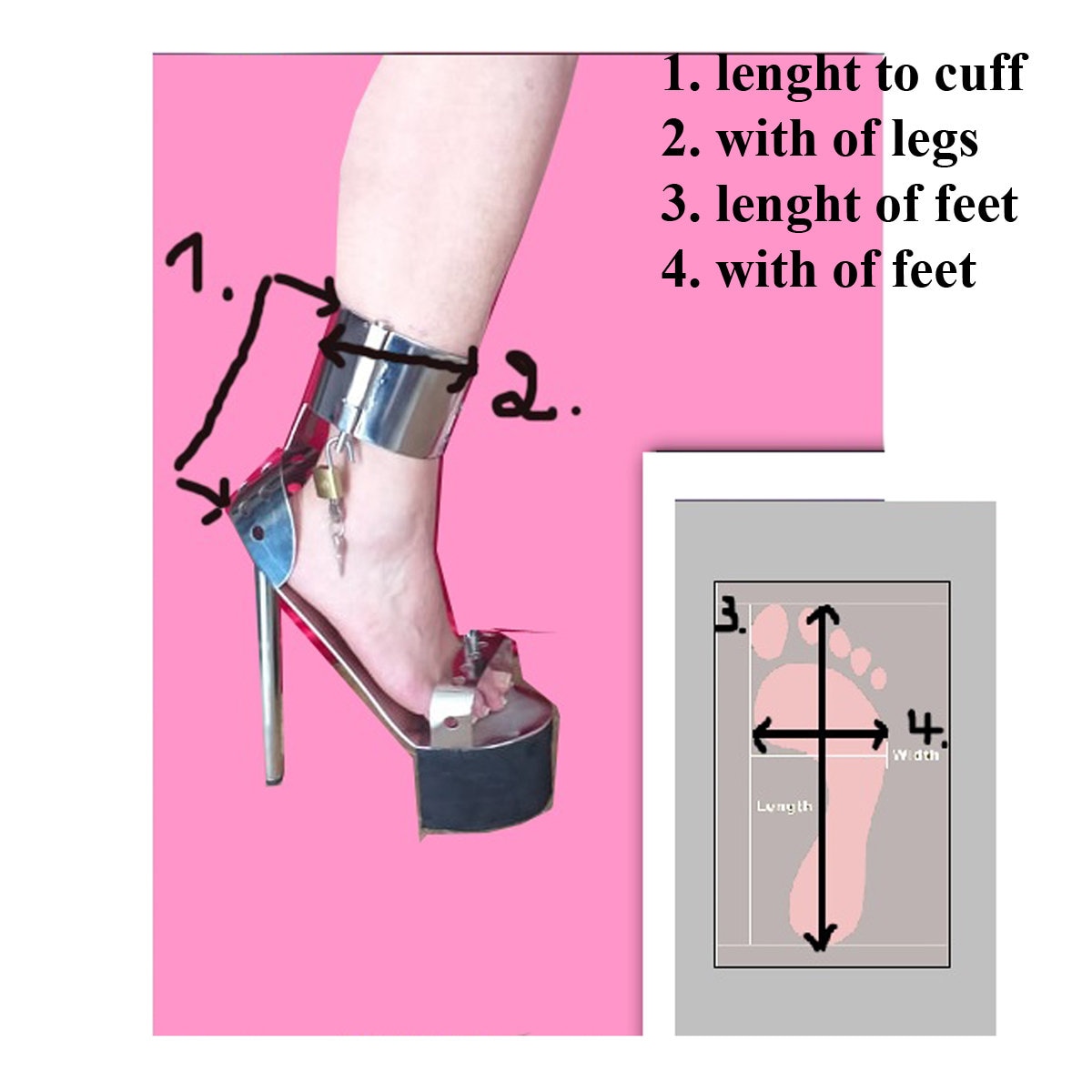 High Heels Steel Made Fetish Bondage With Padlock On Ankle Etsy
